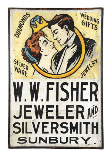 Original W.w. Fisher Ithaca Sign Works 6' Road Sign.