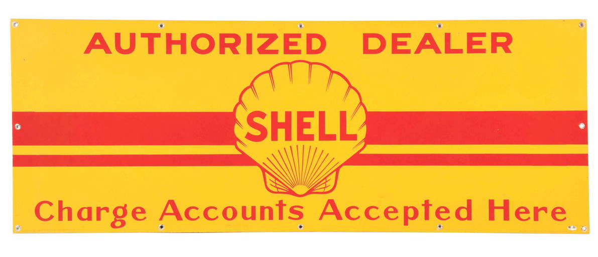 Rare Shell Authorized Dealer Porcelain Service Station Sign W ...