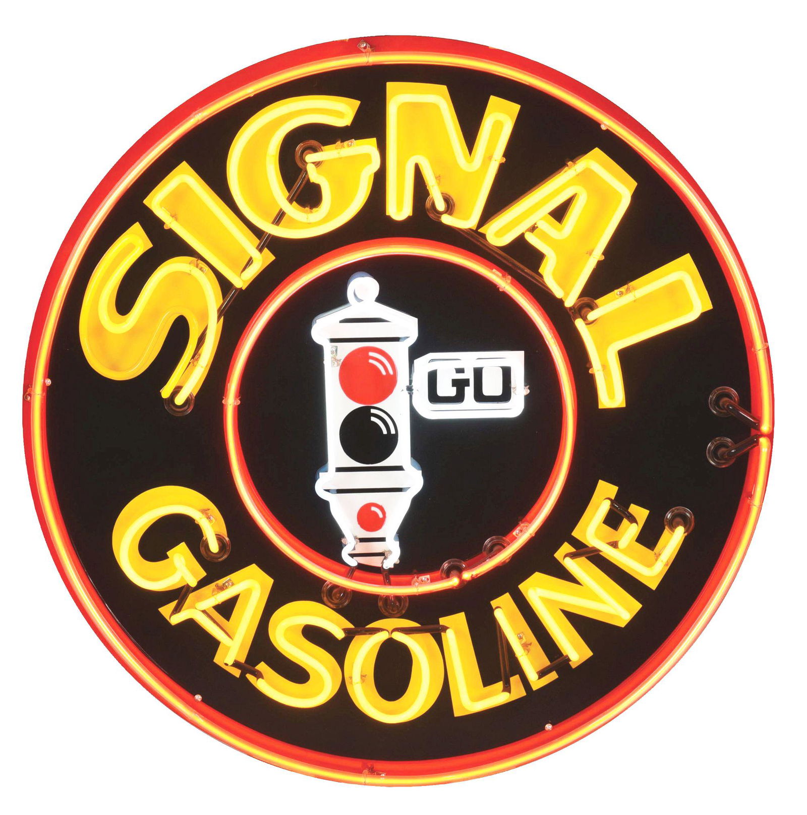 Signal Gasoline & Motor Oils Contemporary Neon Sign W/ Stoplight Graphic.