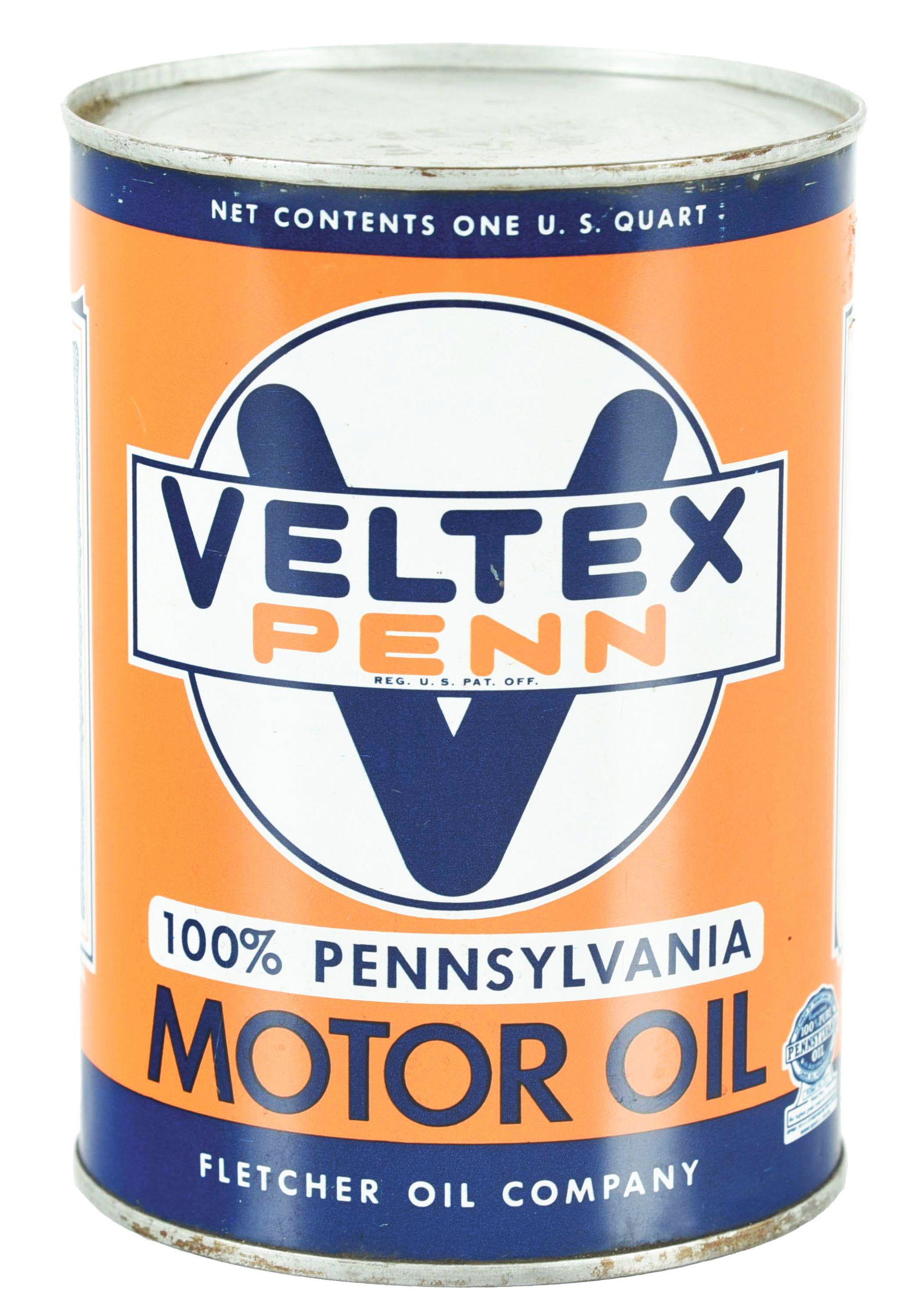 Veltex Penn Motor Oil One Quart Can.