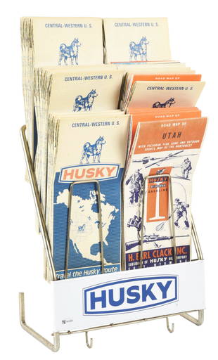 HUSKY GASOLINE SERVICE STATION MAP DISPLAY W/ HUSKY ROAD MAPS. (#1090 ...