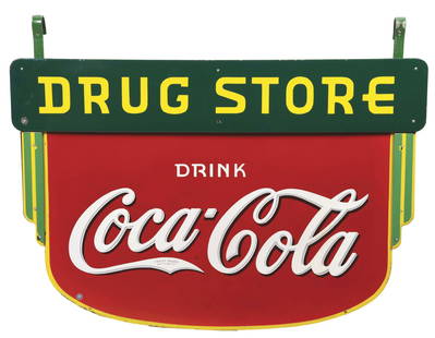 1933 Coca Cola Drug Store Porcelain Sign