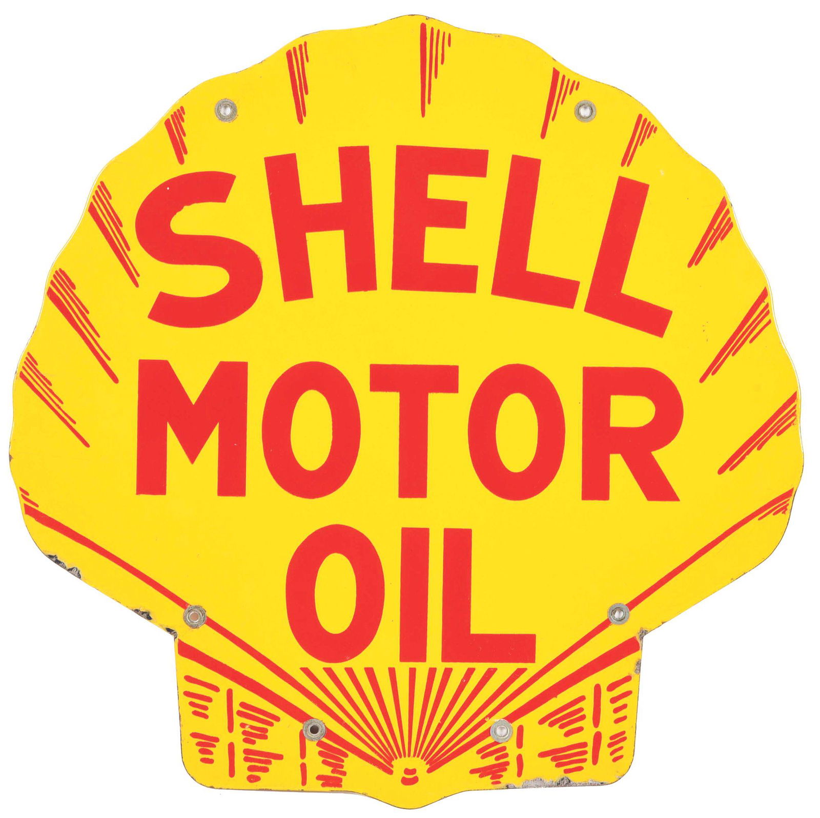 Outstanding Shell Motor Oil Porcelain Curb Sign.