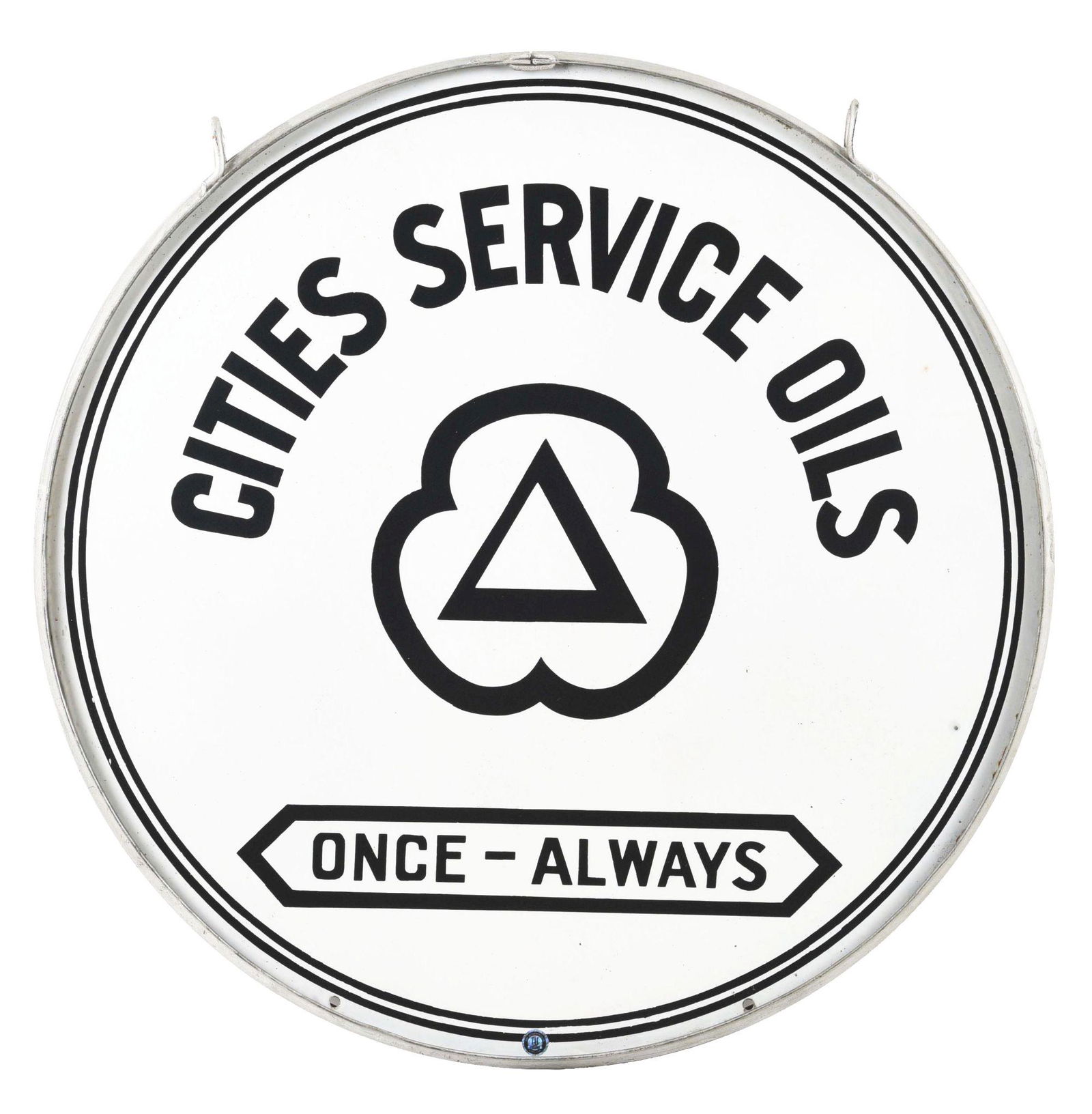 CITIES SERVICE OILS PORCELAIN SERVICE STATION SIGN W/ ORIGINAL IRON ...