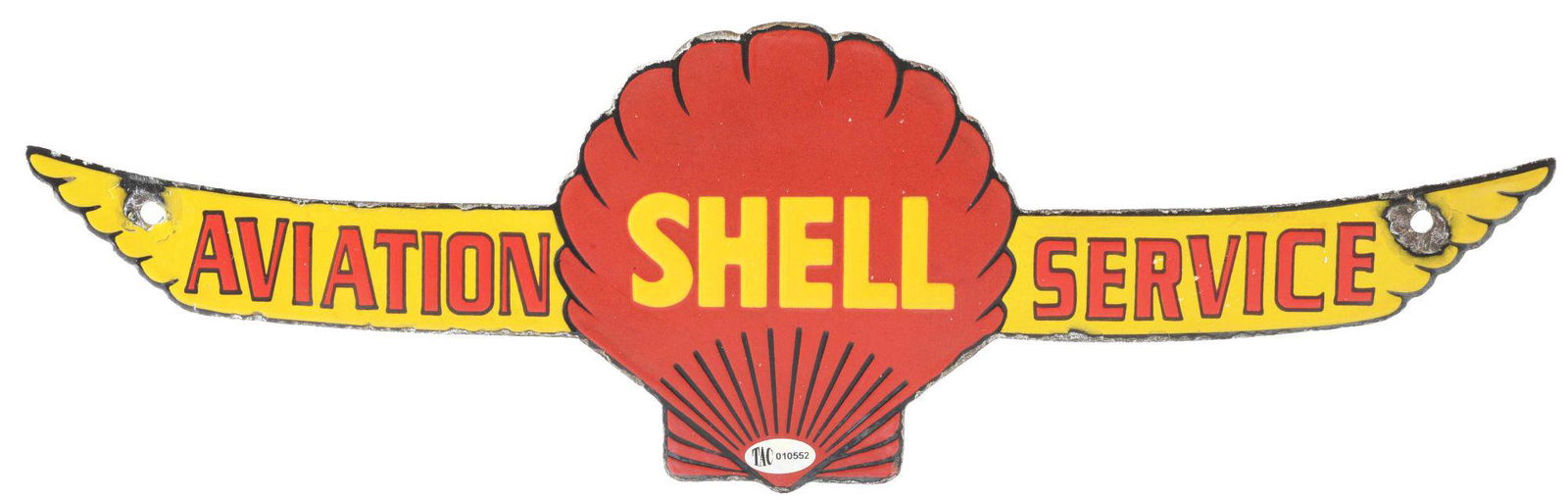 Rare & Outstanding Shell Aviation Service Die Cut Porcelain Sign W ...