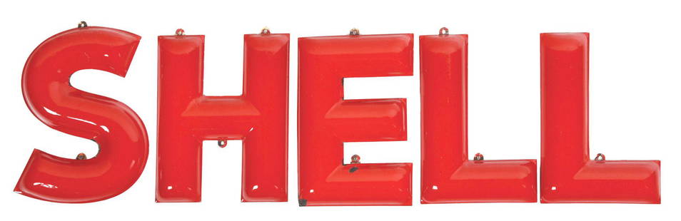 Shell Gasoline Embossed Porcelain Service Station Sign.