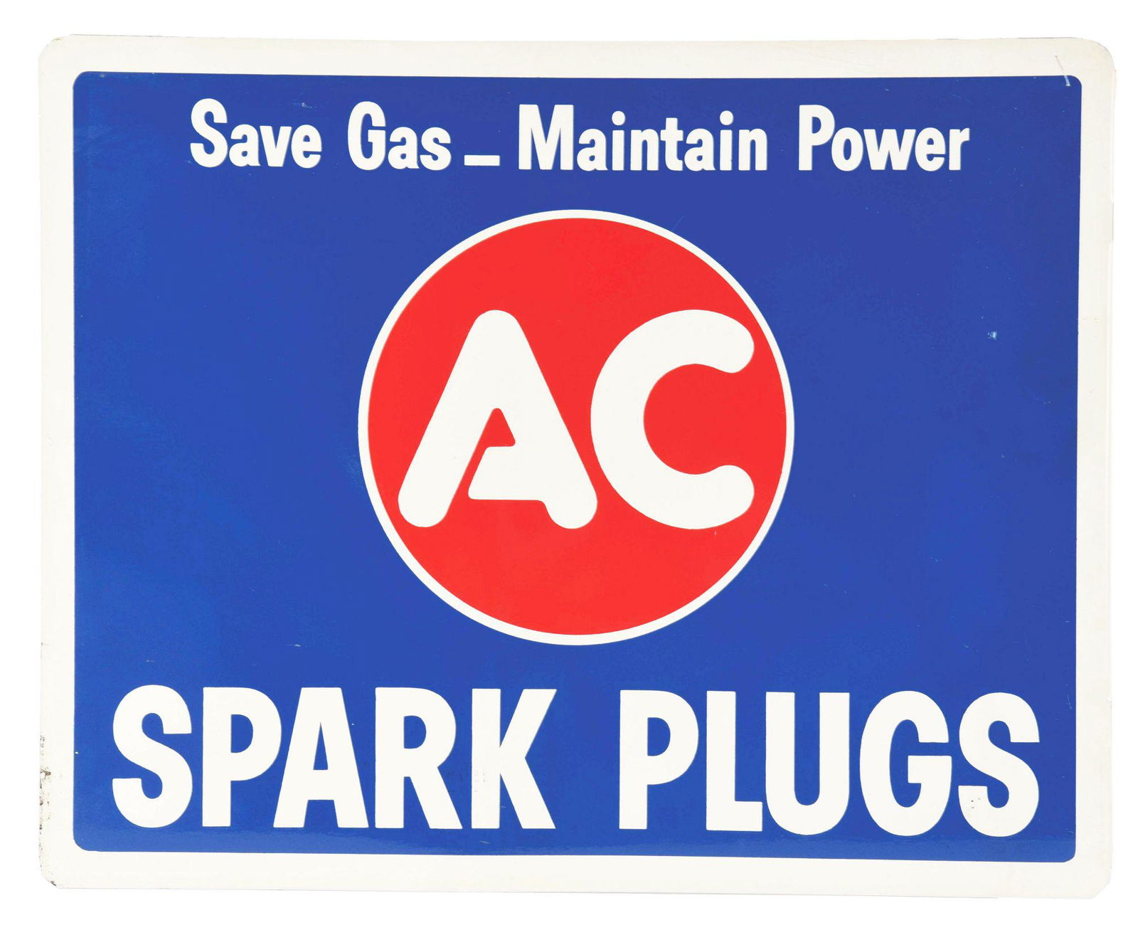 Ac Spark Plugs New Old Stock Tin Service Station Flange Sign.