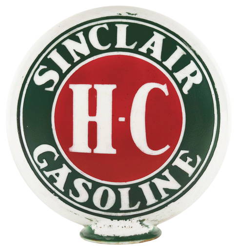 Sinclair Hc Gasoline One Piece Etched Milk Glass Globe.