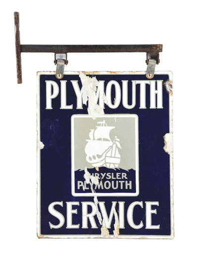 Chrysler Plymouth Service Porcelain Sign W/ Ship Graphic.