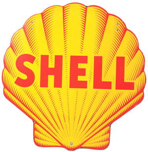 Shell Tiger Stripe Porcelain Sign.