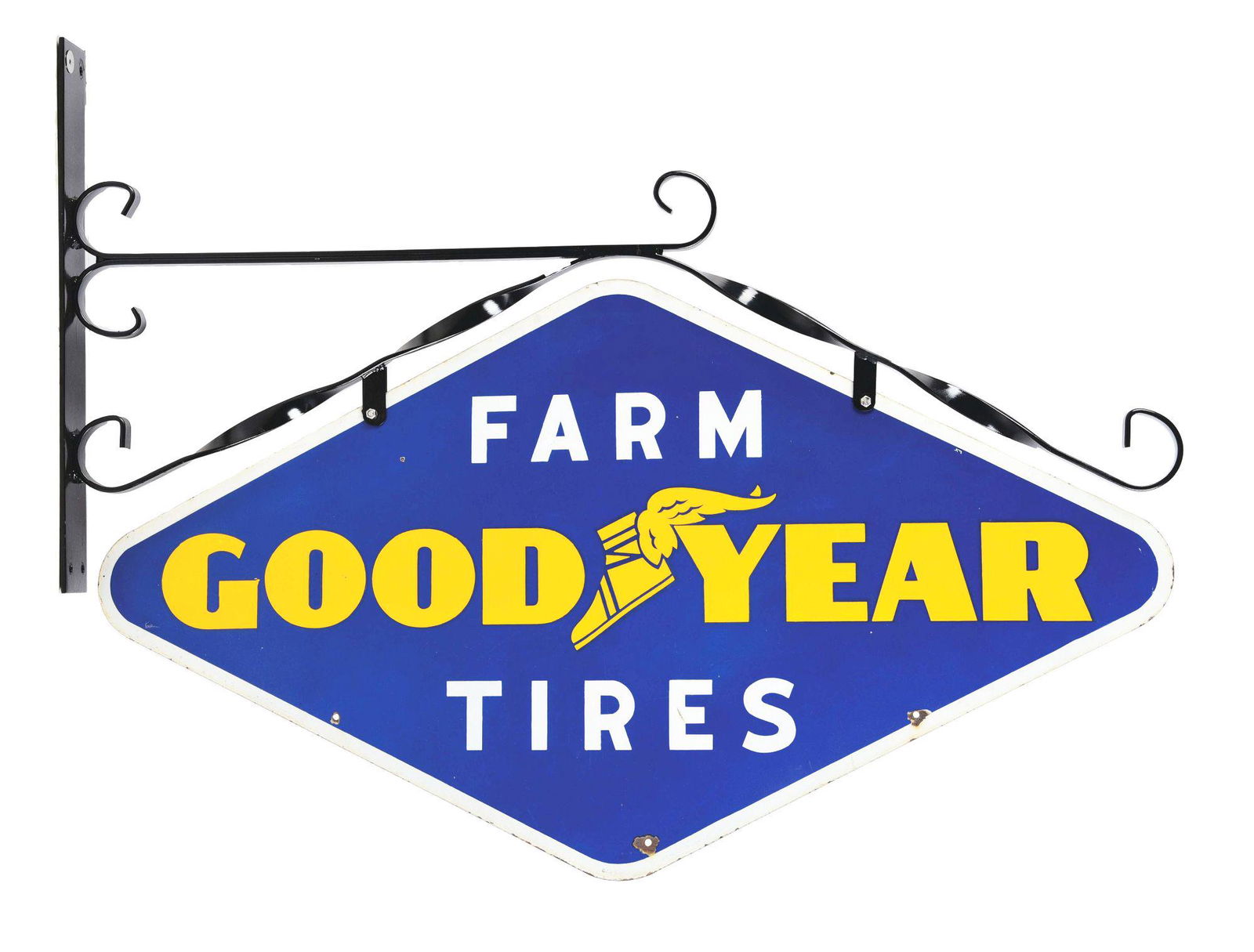 GOODYEAR FARM TIRES PORCELAIN SIGN W/ ORIGINAL HANGING BRACKET. - Oct ...