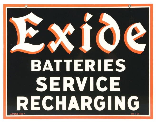 Exide Batteries Tin Service Station Sign.
