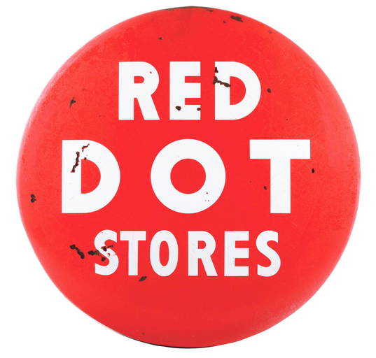 48" Porcelain Coca Cola "red Dot Stores" Button Sign.