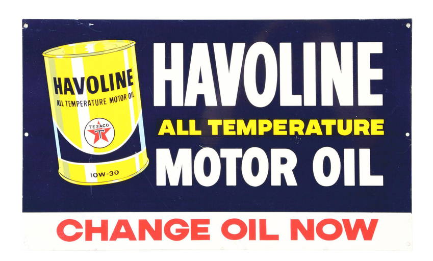 Havoline Motor Oil Tin Service Station Sign.