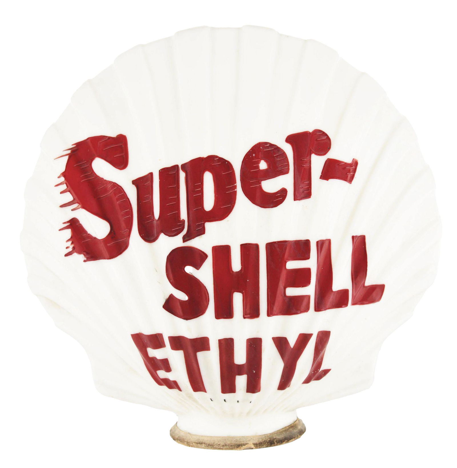 Super Shell Ethyl Gasoline One Piece Cast Clamshell Globe.