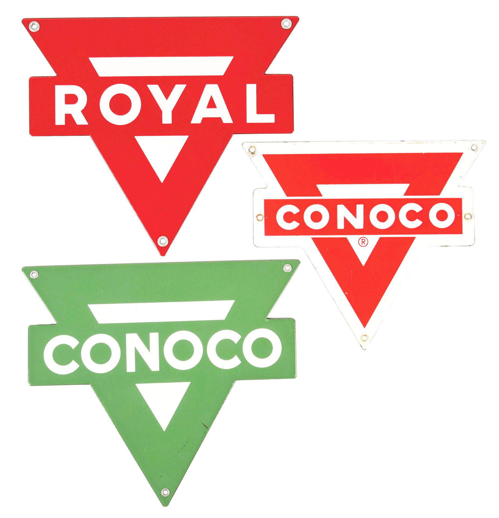 Collection Of 3: Conoco Gasoline & Motor Oils Porcelain Pump Plates.