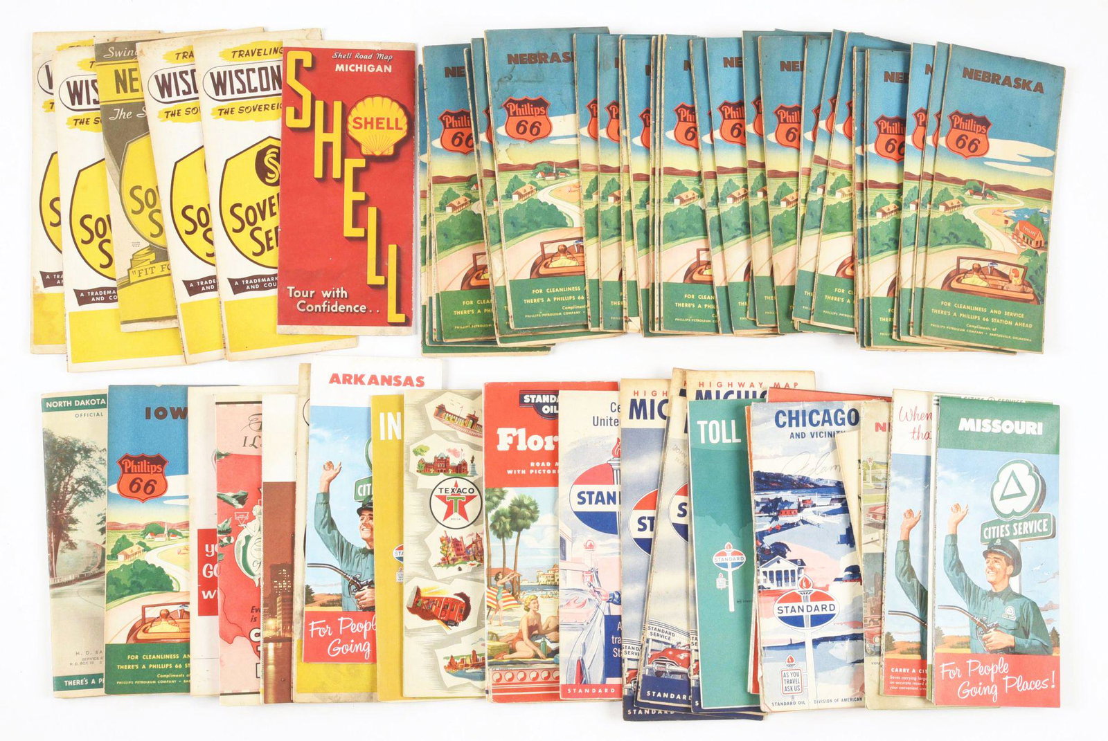 Large Collection Of Service Station Highway Maps.