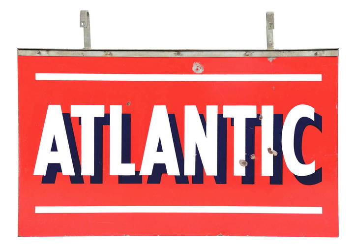 Double Sided Porcelain Atlantic Service Station Sign.