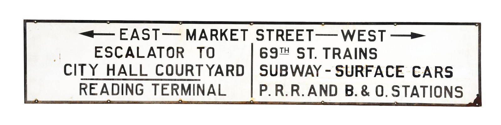 Single Sided Porcelain "market Street" Directional Sign.