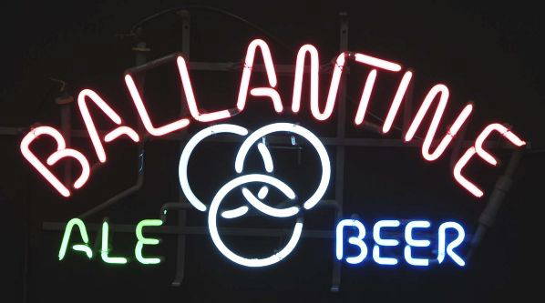 Ballantine Ale Beer Three Ring Neon Sign.