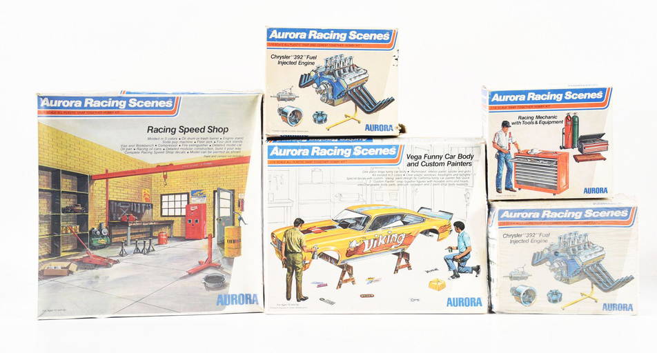 Lot Of 5: Various Aurora Racing Scenes Model Kits.
