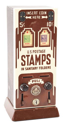 U.s. Postage Stamp Machine W/ Porcelain Front.