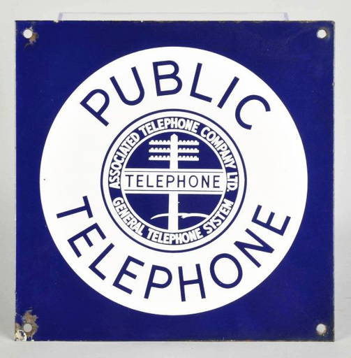 Porcelain General Telephone System 2 Sided Sign.