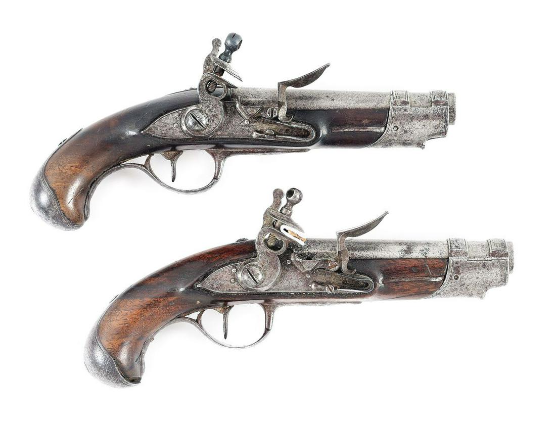 (a) A Pair Of French Model 1770 Marechaussee Officer Pistols, Barrels ...