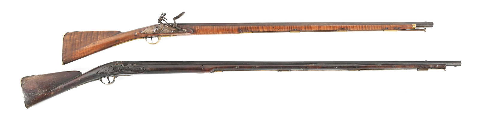 (a) Lot Of 2: Early American Flintlock Muskets, One Committee Of Safety ...