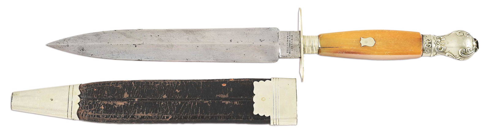 Tillotson & Co. Sheffield Dagger With Ornate Mounts.