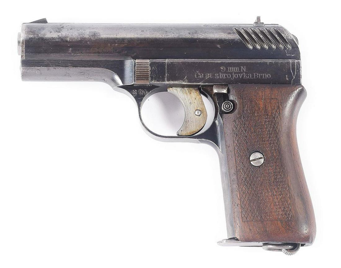 (c) Rare Czech Cz Vz.22 9mm Nickl Semi Automatic Pistol.