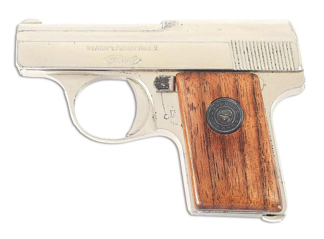 (C) NICKEL FINISHED WALTHER MODEL 9 SEMI AUTOMATIC POCKET PISTOL ...