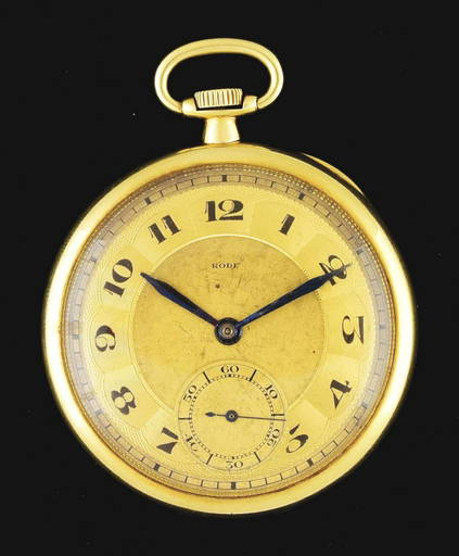 Rode Watch Co. 14k Gold Swiss O/f Pocket Watch.