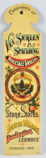 Van Sicklen & Spaulding Grocers Ledger Marker.