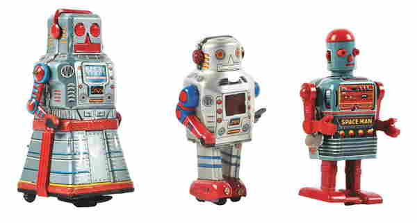 LOT OF 3: JAPANESE TIN LITHO & PLASTIC WIND-UP & FRICTION ROBOTS. (#3188) on Feb 03, 2023 | Dan ...