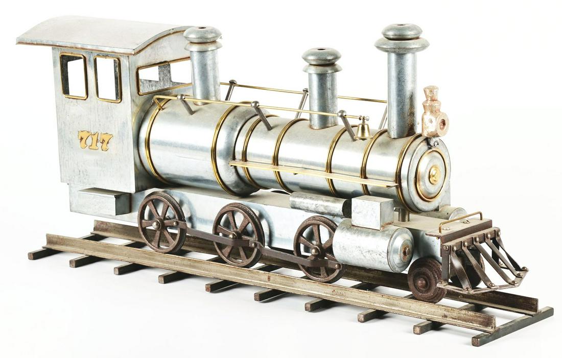 CUSTOM-MADE PRESSED STEEL STEAM LOCOMOTIVE 717 W/ TRACK. (#3376) on Feb ...