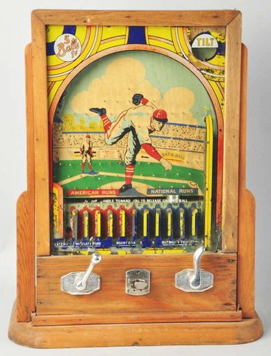 Vintage Baseball Coin Op Machine.