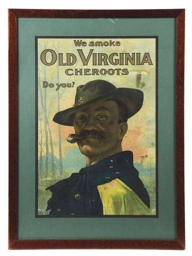 FRAMED CARDBOARD ADVERTISEMENT OF OLD VIRGINIA CHEROOTS CIGARS. (#1363 ...