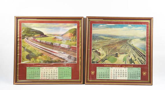 Framed 1956 Pennsylvania Railroad Aerotrain Calendar