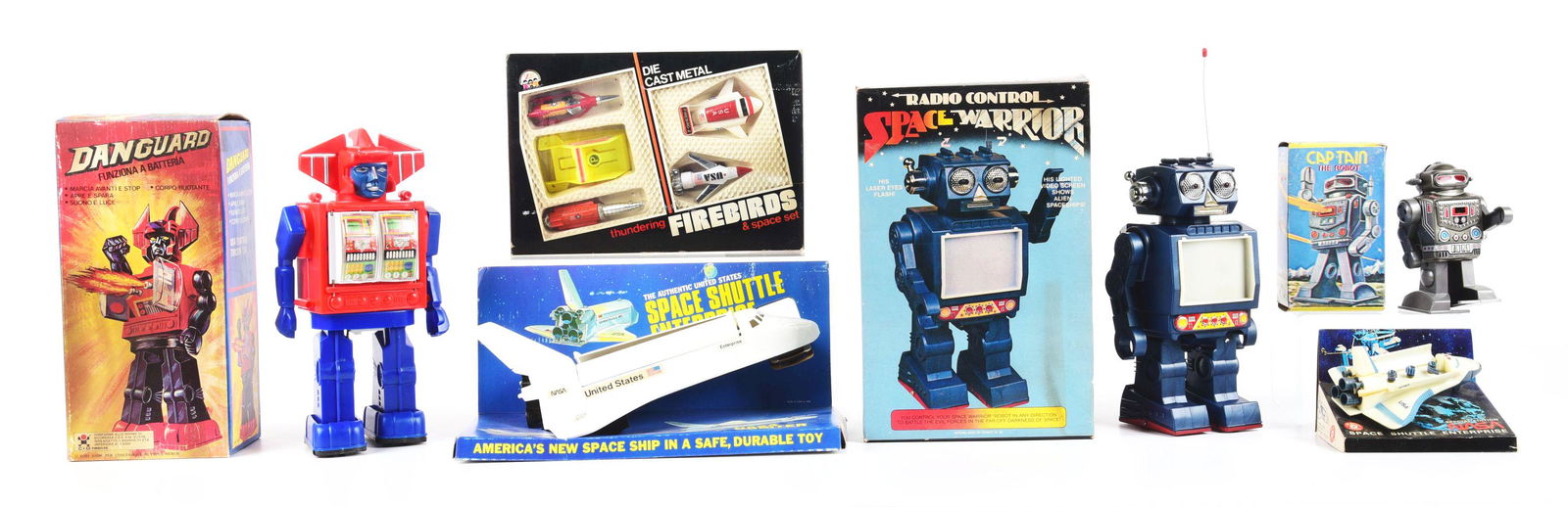 Lot Of 6: Various Boxed Robot & Space Vehicle Toys In Original Boxes.