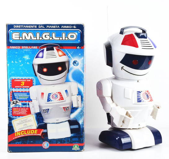 ITALIAN BATTERY-OPERATED REMOTE CONTROL EMIGLIO ROBOT IN ORIGINAL BOX ...