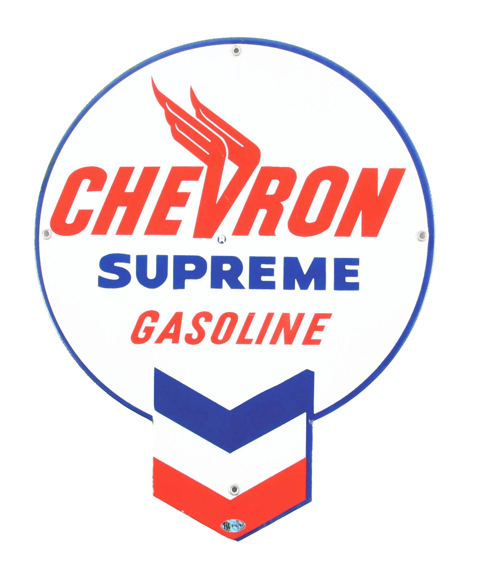 RARE CHEVRON SUPREME GASOLINE PORCELAIN PUMP PLATE SIGN. - Mar 21, 2023 ...
