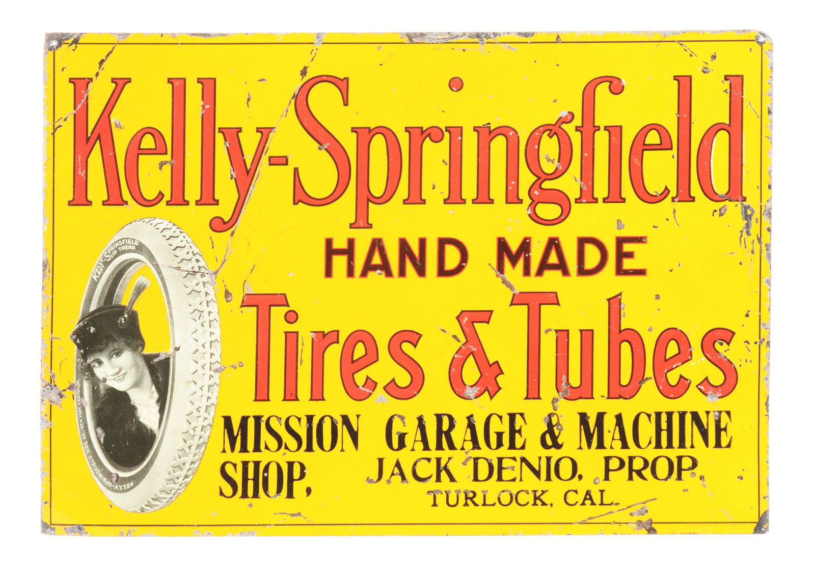 Rare Kelly Springfield Tires & Tubes Embossed Tin Sign W/ Tire & Lotta ...