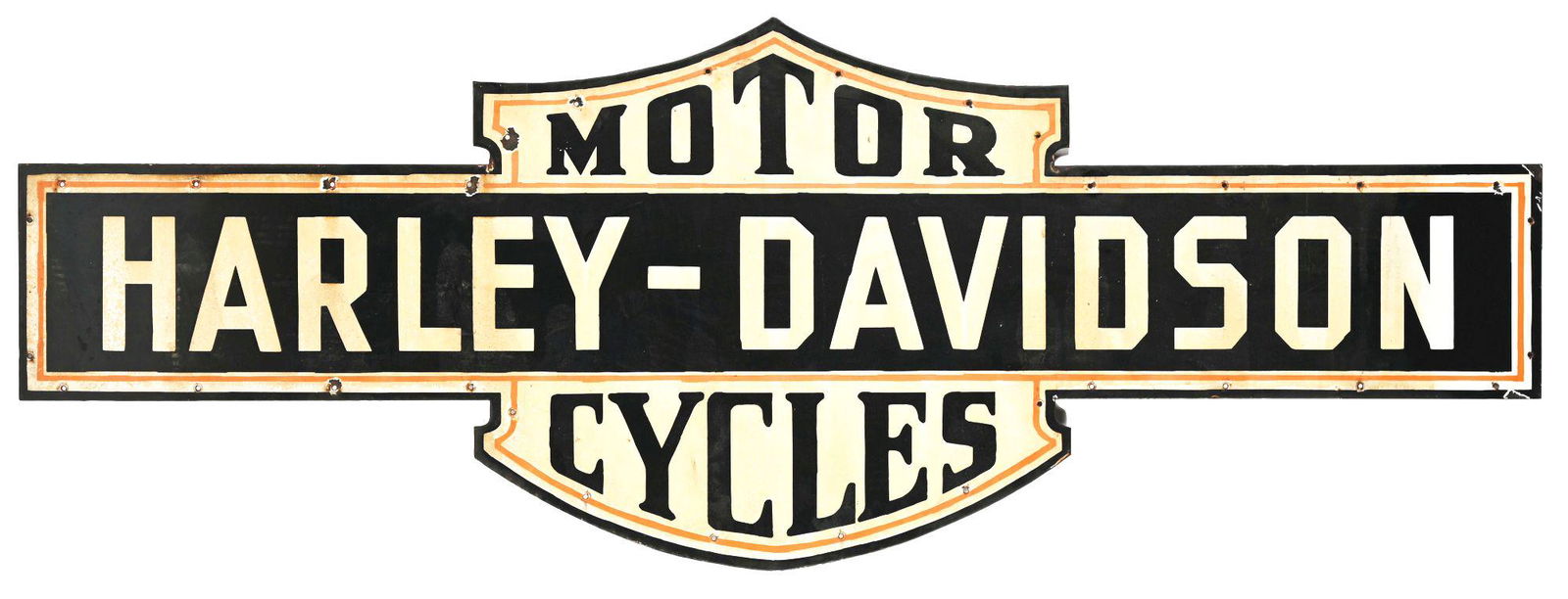 Harley Davidson Motorcycles "bar & Shield" Porcelain Dealership Sign.