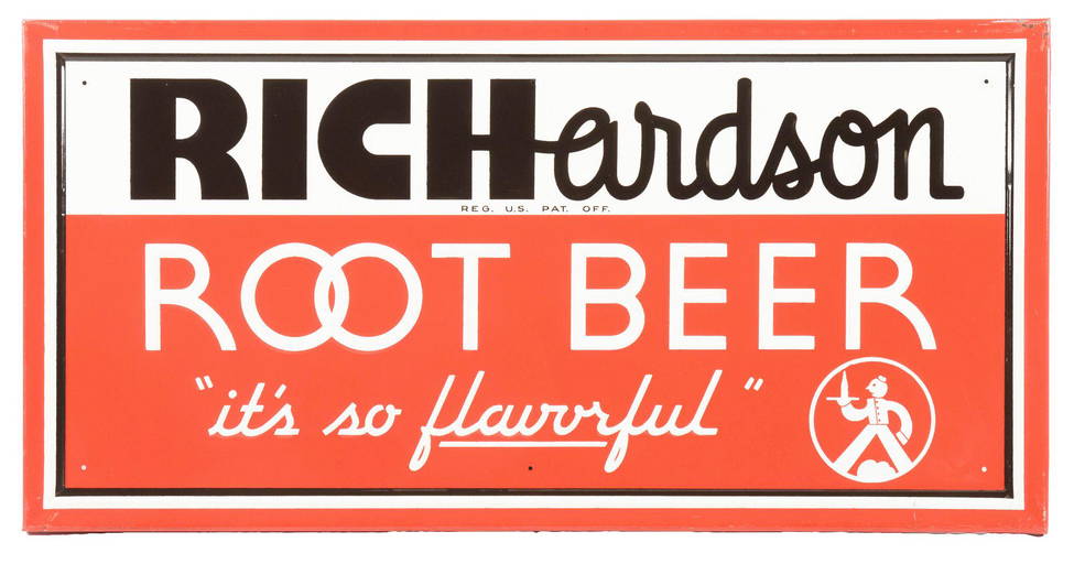 Richardson Root Beer "it's So Flavorful" Embossed Tin Sign W/ Self ...