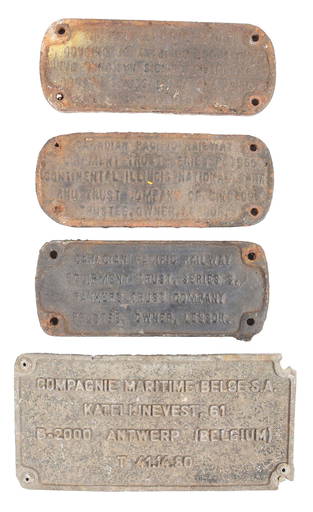 LOT OF 4: RAILROAD EQUIPMENT TRUST PLATES. (#3412) on Mar 23, 2023 ...