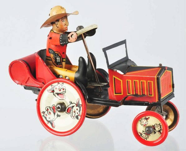 Tin Litho Marx Cowboy Whoopee Car Wind Up Toy.