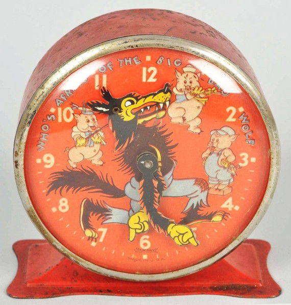 938: Disney Ingersoll Big Bad Wolf Alarm Clock.