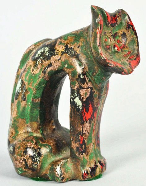 Cast Iron Art Deco Cat Paperweight.