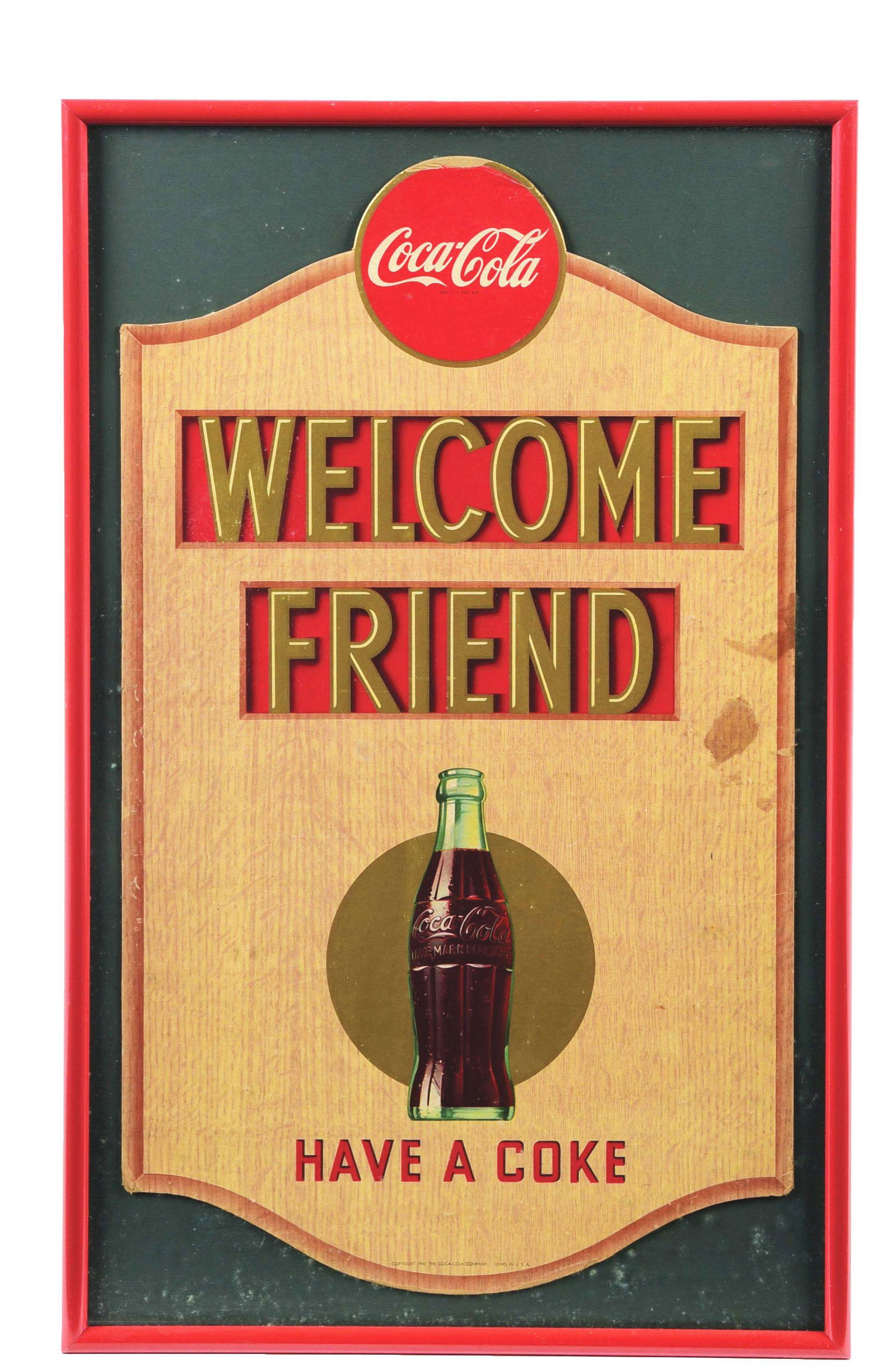 Coca-cola Welcome Friends Cardboard Lithograph. - Apr 20, 2023 | Dan ...